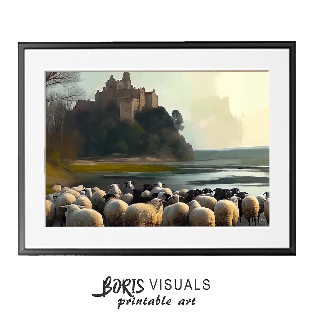 Sheep Herd Castle Landscape Art Print (digital Download) - Etsy