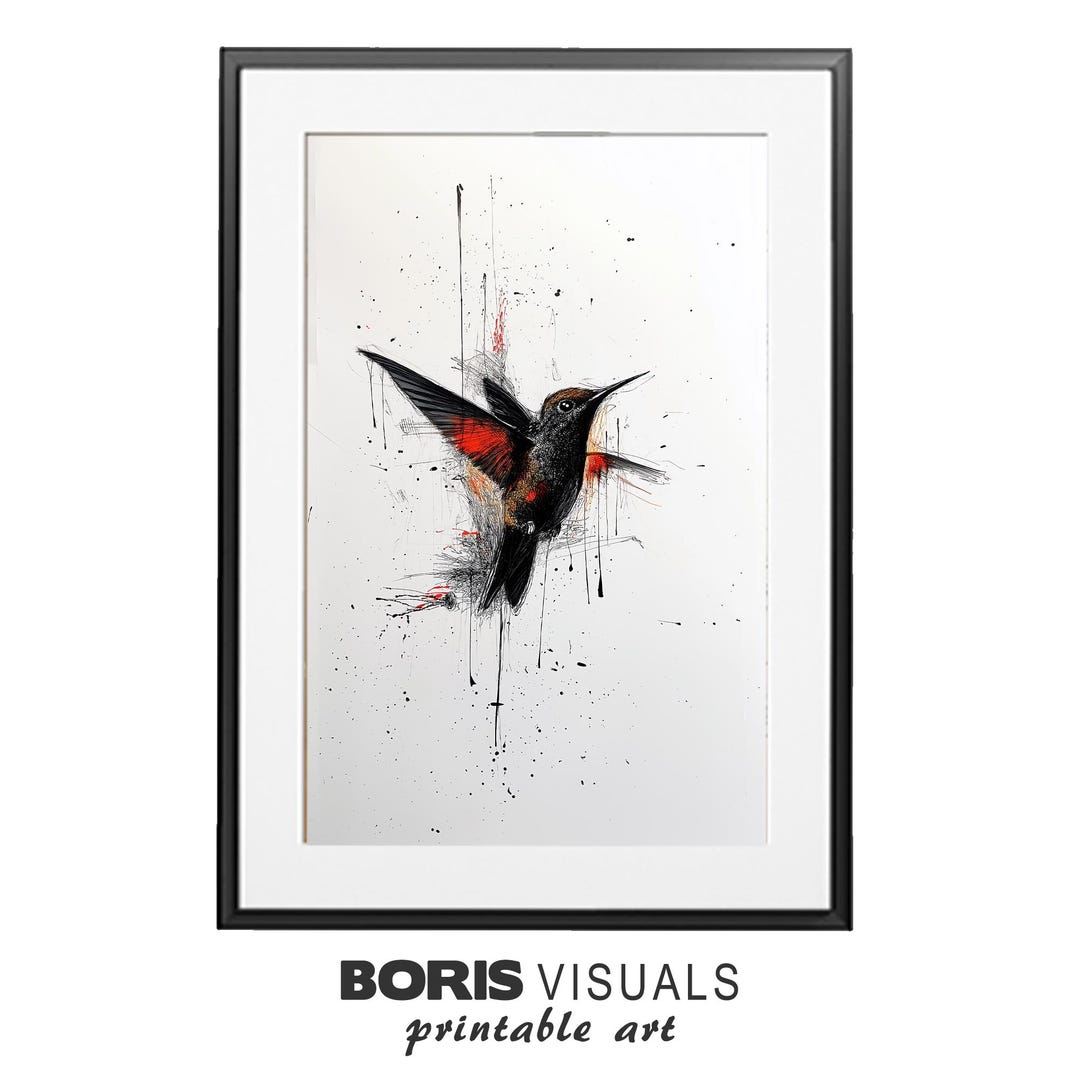 Hummingbird Sketch Print Printable Wall Art and Aesthetic Decor for ...