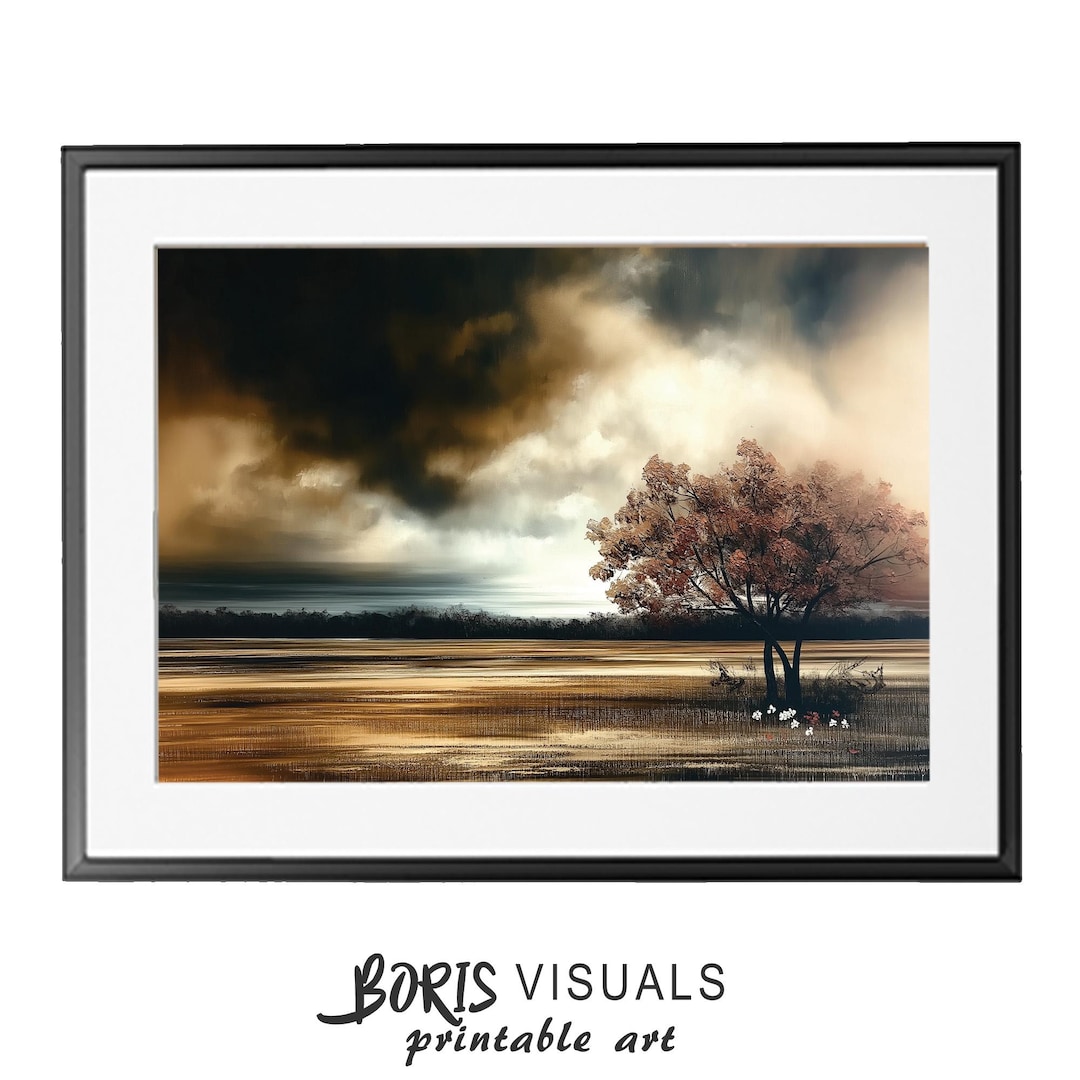 Dark Meadow Landscape Print: Moody Wildflower Field (digital Download ...
