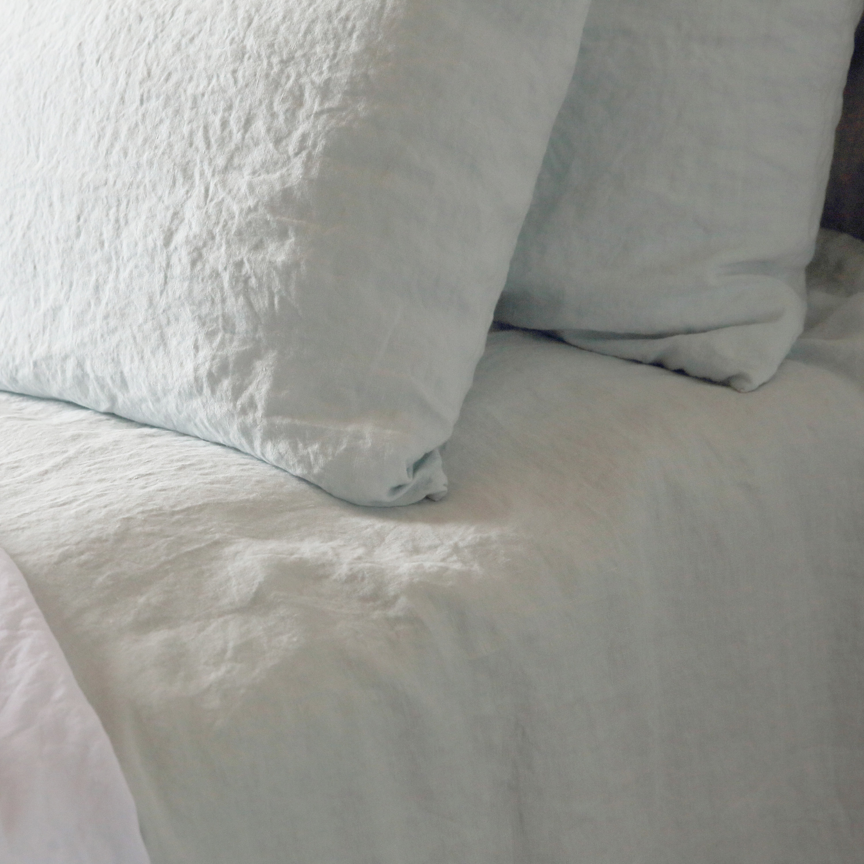 Washed Linen Pillow Case in Ice Blue. Linen Standard Queen - Etsy