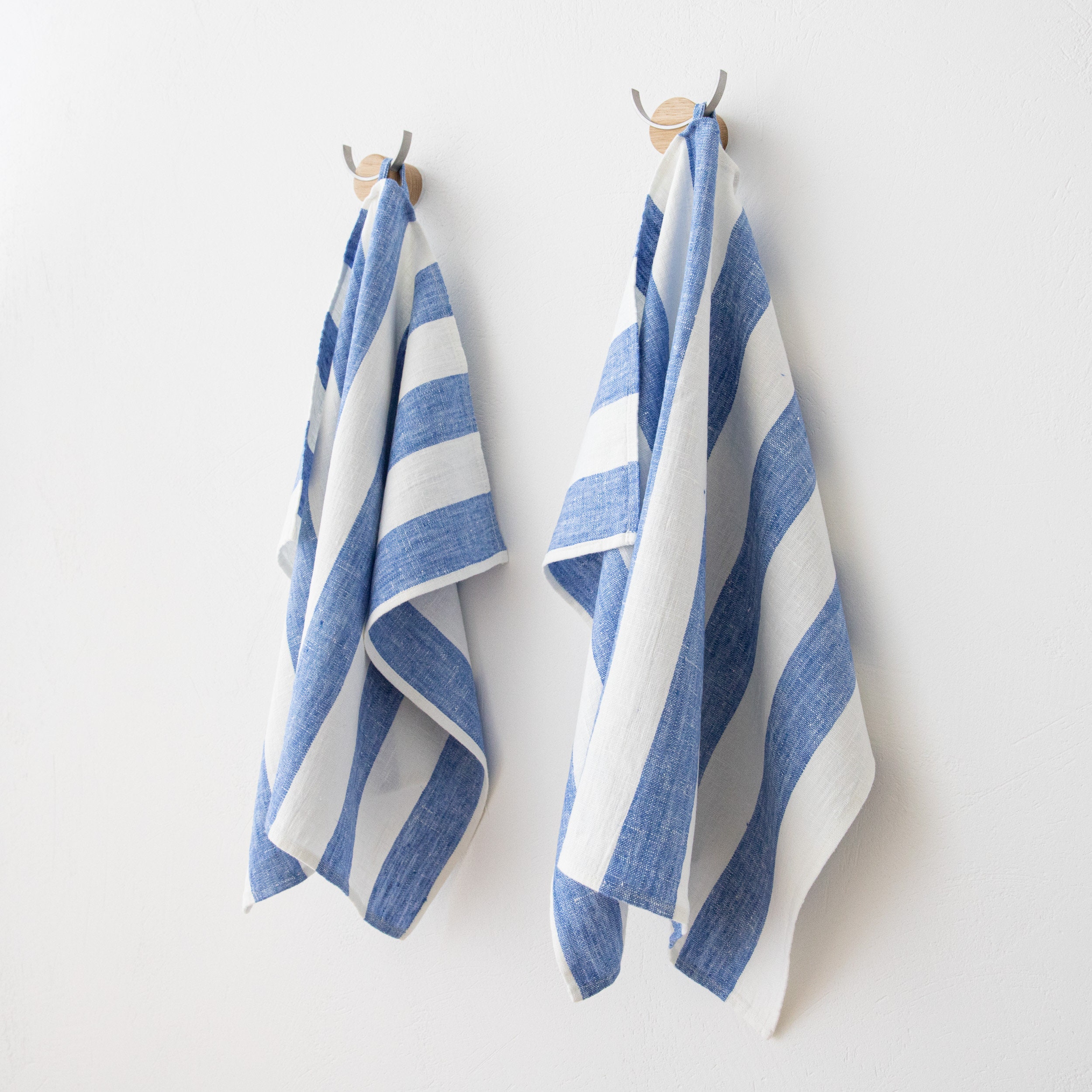 Set of 2 Linen Tea, Kitchen Towels Various Colors, Wide Stripe. Washed ...