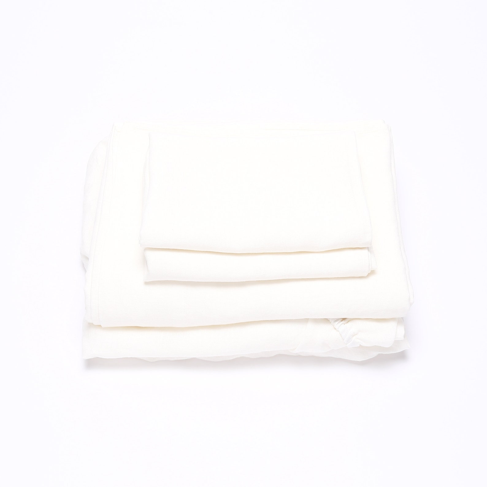 Off White Linen Sheet Set Washed. Fitted Sheet, Flat Sheet, 2 Pillow ...
