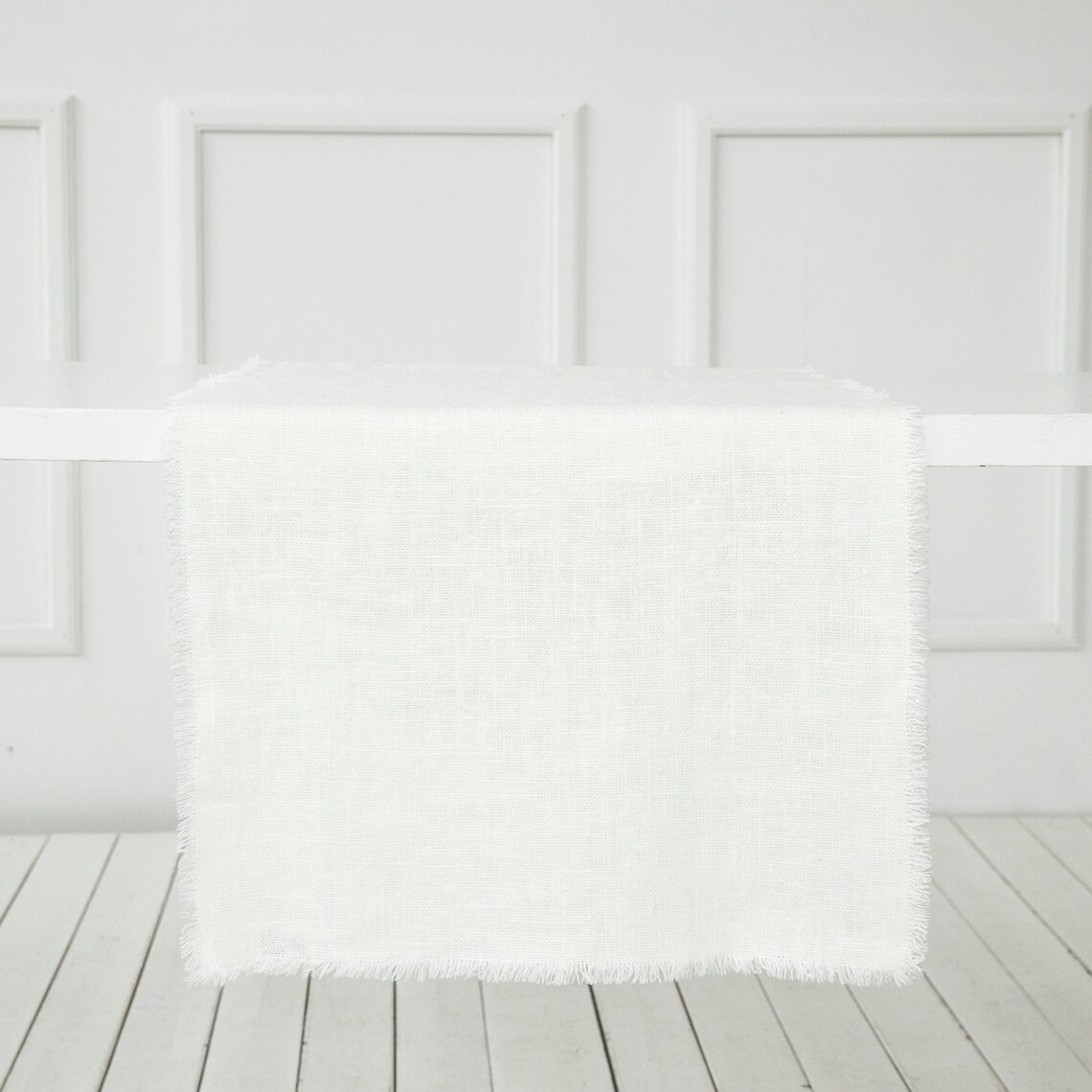 Linen Runner in off White Rustic Hand Made With Fringes - Etsy