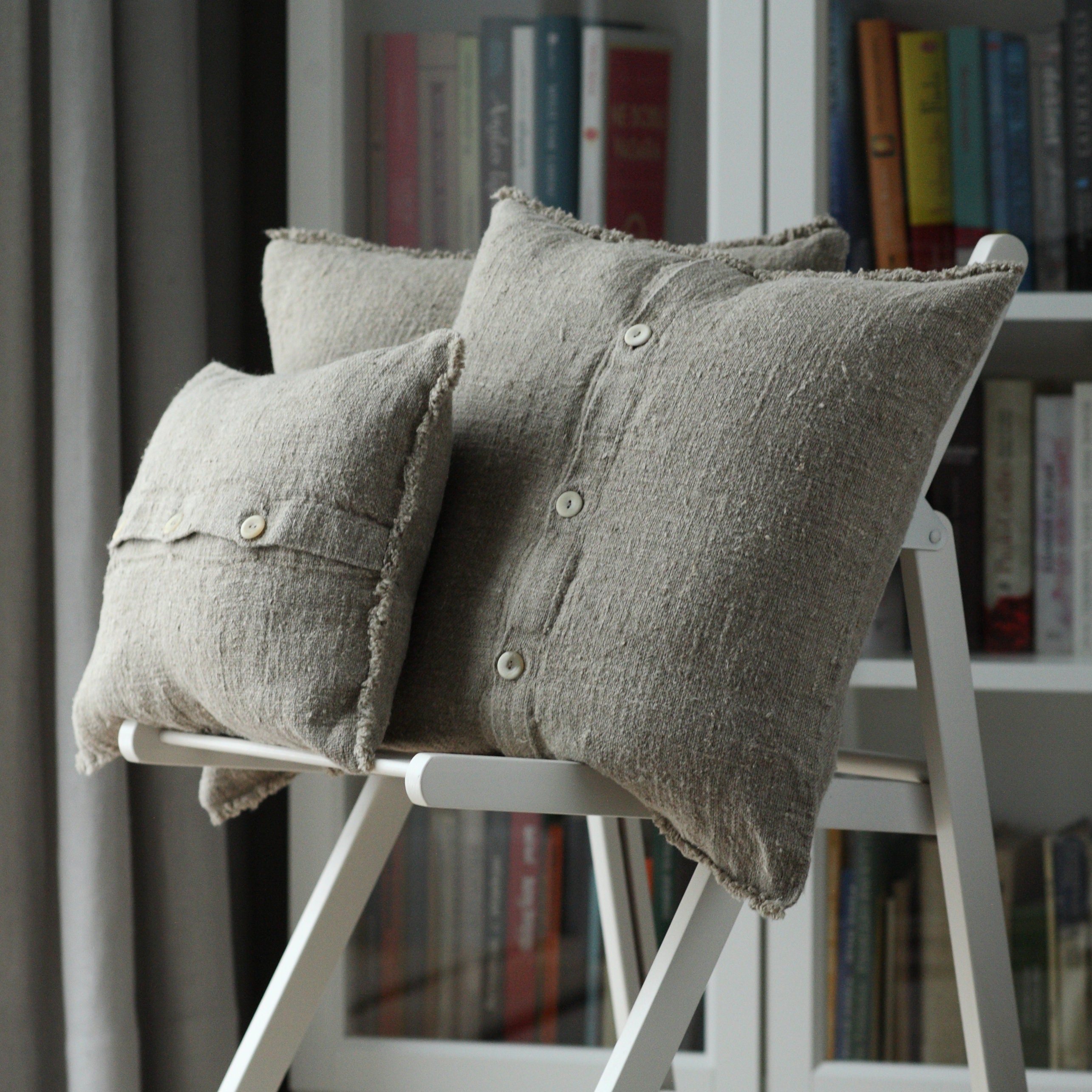 Washed Rustic Linen Pillow Case, Sham, Cushion Cover in Natural With ...