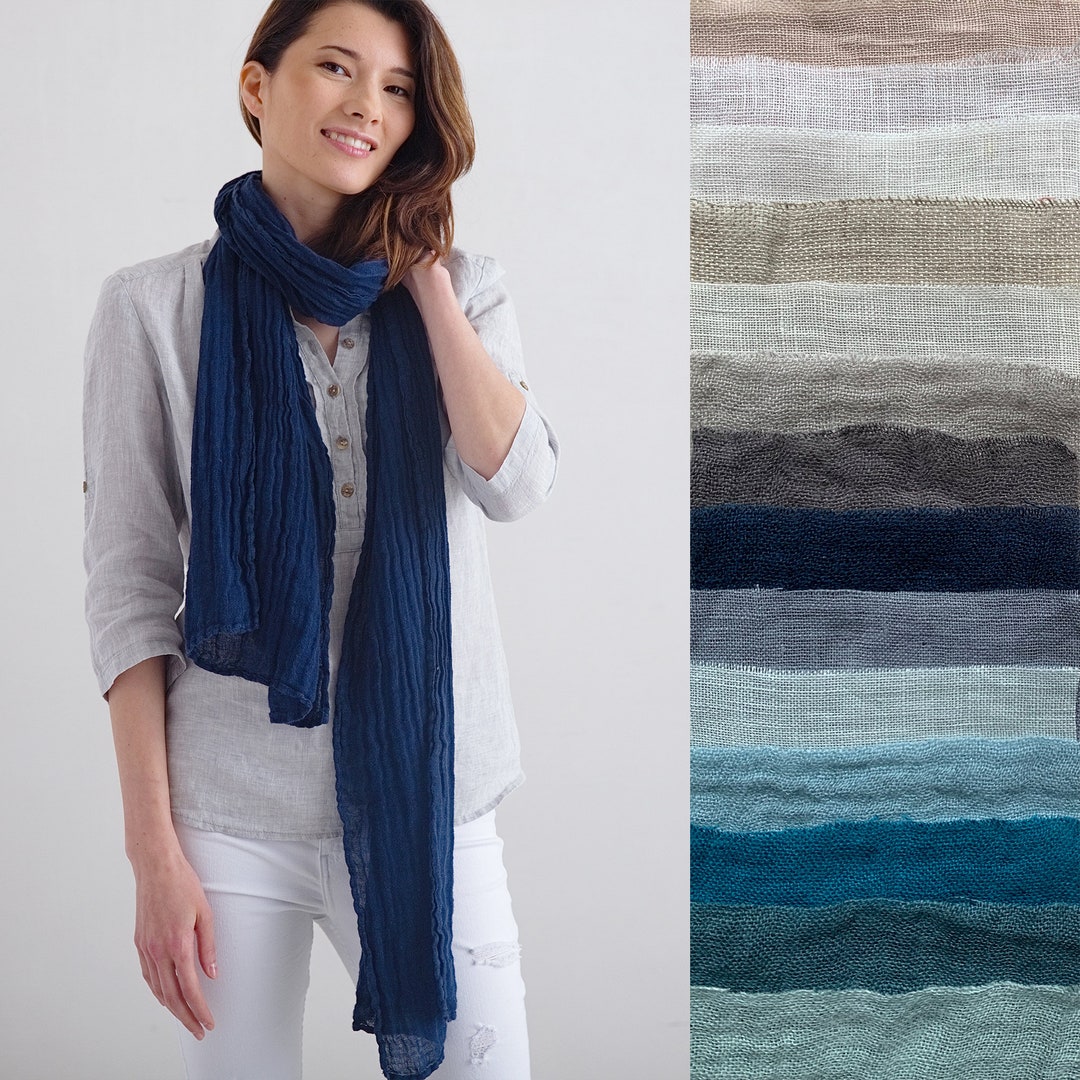 Washed Linen Summer Scarf. Softened Linen Scarves in 14 Colours. Hand ...