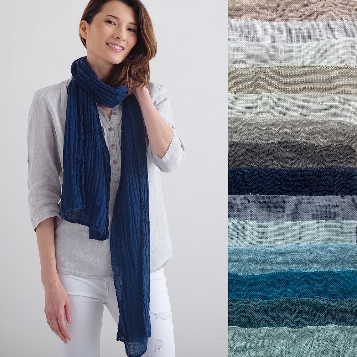 Washed Linen Summer Scarf. Softened Linen Scarves in 14 - Etsy