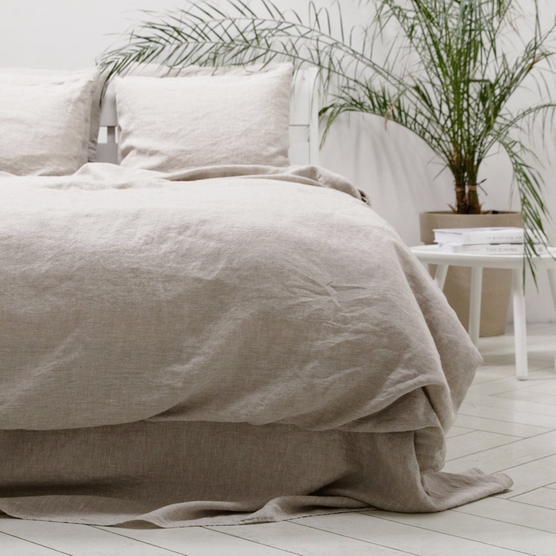 Natural Linen Bedding Set Washed Linen Duvet Cover & 2 - Etsy