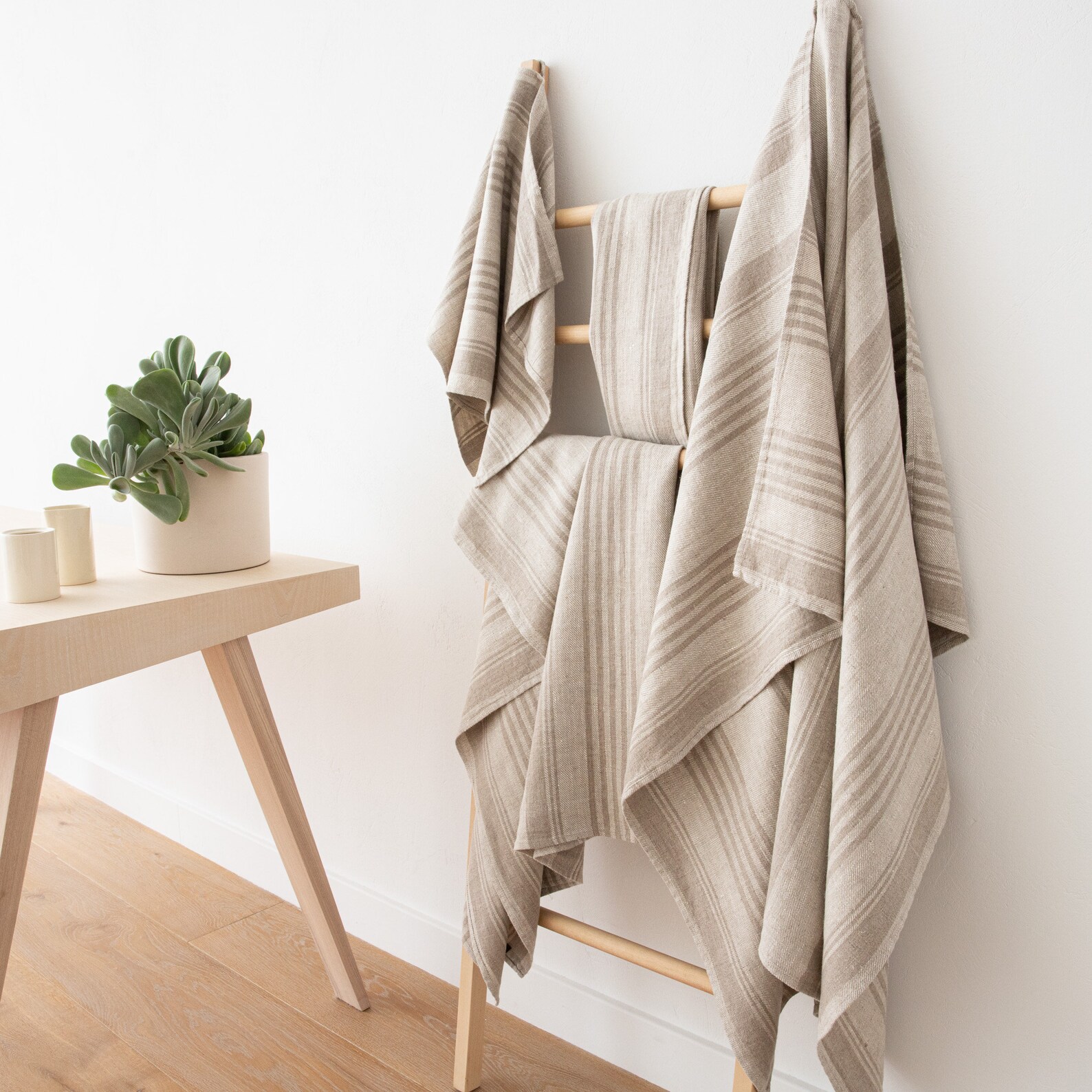 Heavy Weight Linen Big Towels Natural and Cream: Towel Set - Etsy