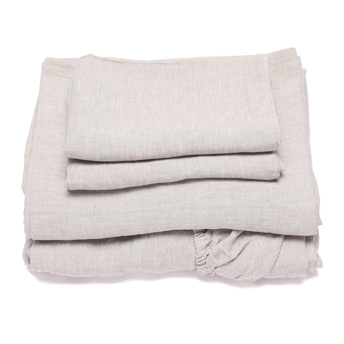 Washed Linen Sheet Set in Natural Fitted Sheet Flat Sheet | Etsy