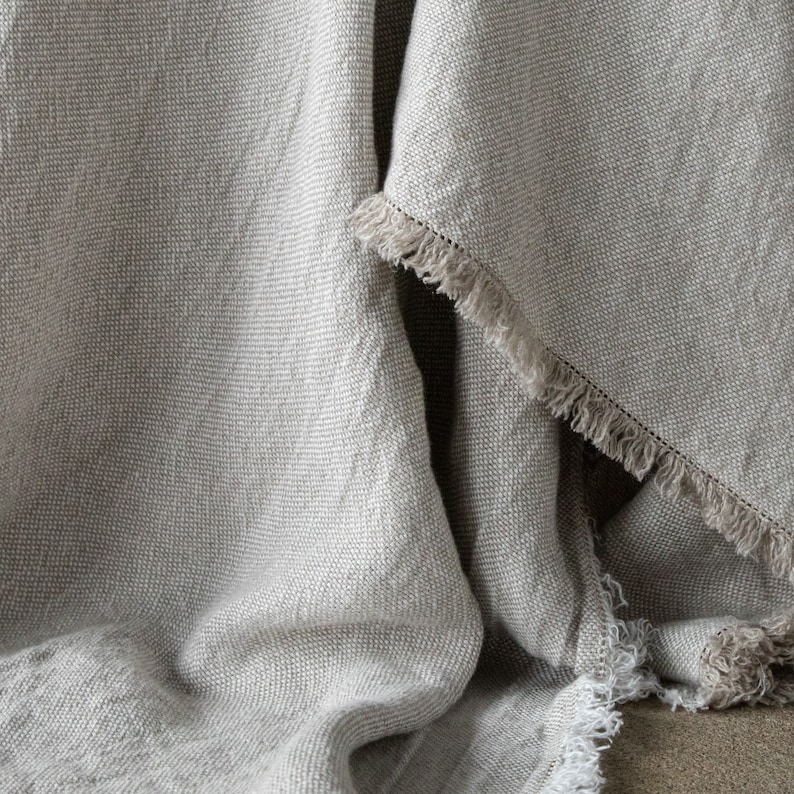 Washed Linen Throw Blanket in Neutral. Linen Bedspread Made From ...