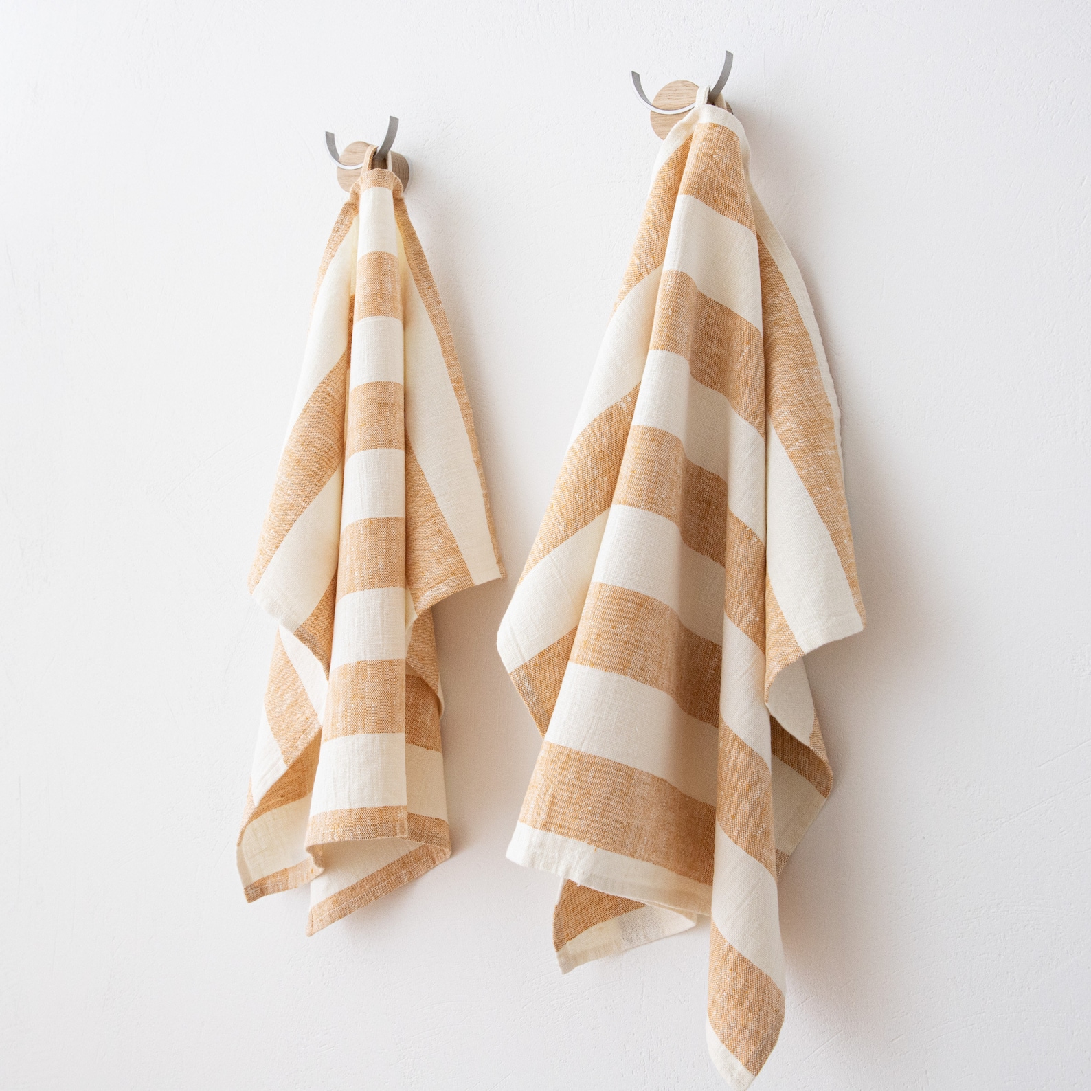Set of 2 Linen Tea, Kitchen Towels Various Colors, Wide Stripe. Washed ...