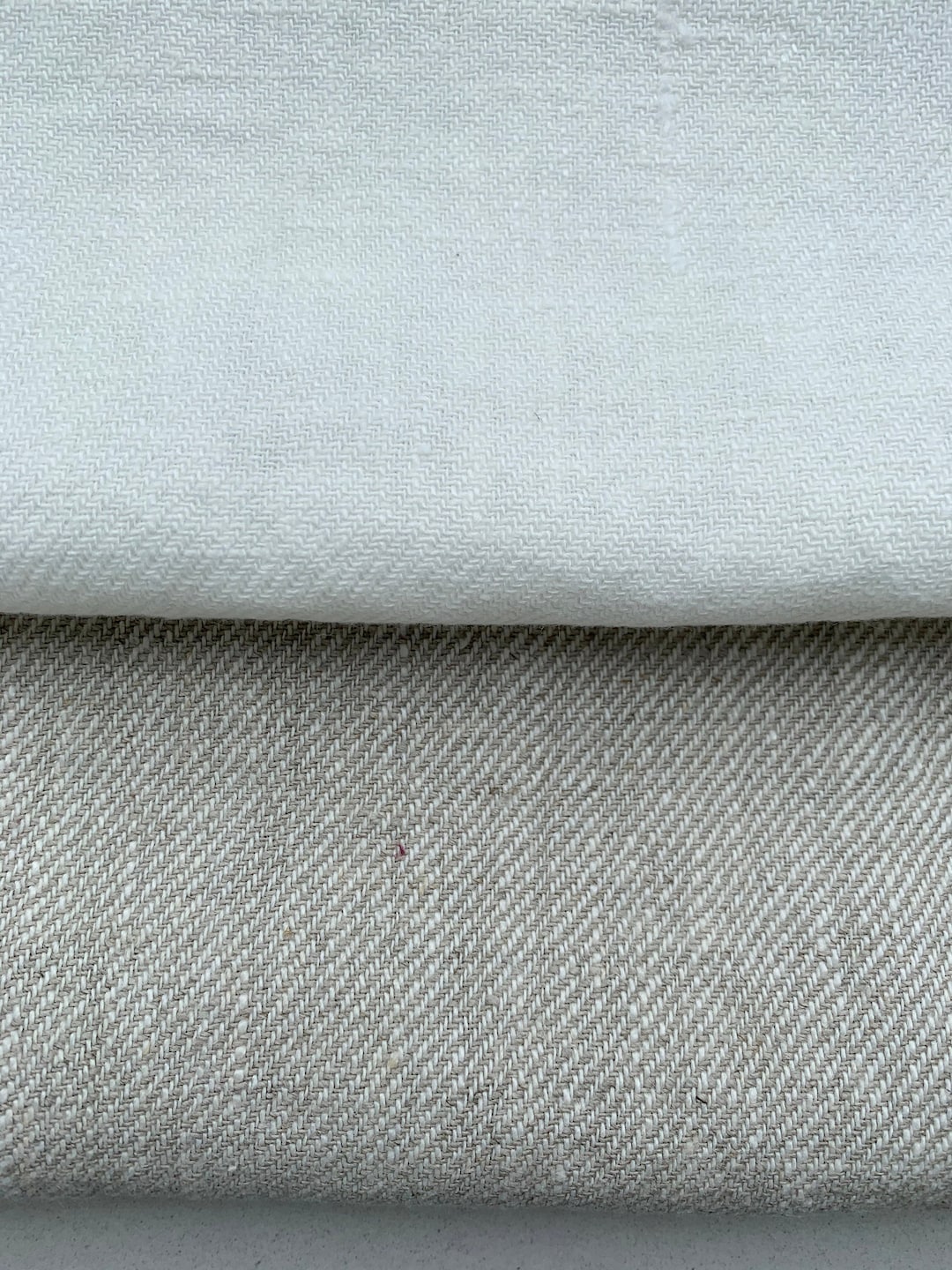 Twill Linen Fabric by the Yard or Meter in off White & Natural. Heavy ...