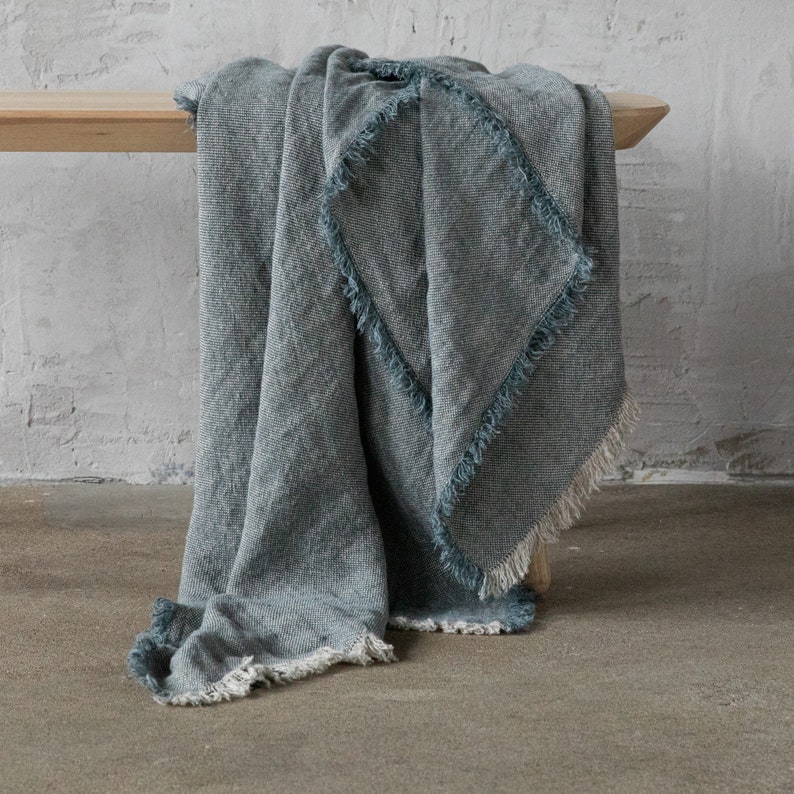 Washed Linen Throw Blanket in Balsam Green. Dark Green Linen - Etsy UK