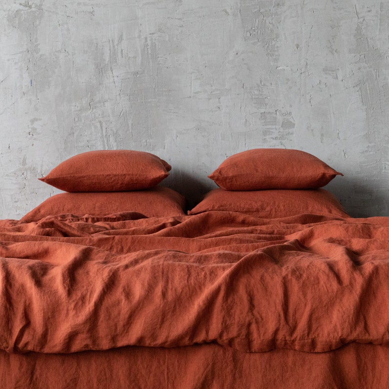 Linen Duvet Cover in Brick Rust Terra Cotta. Washed - Etsy