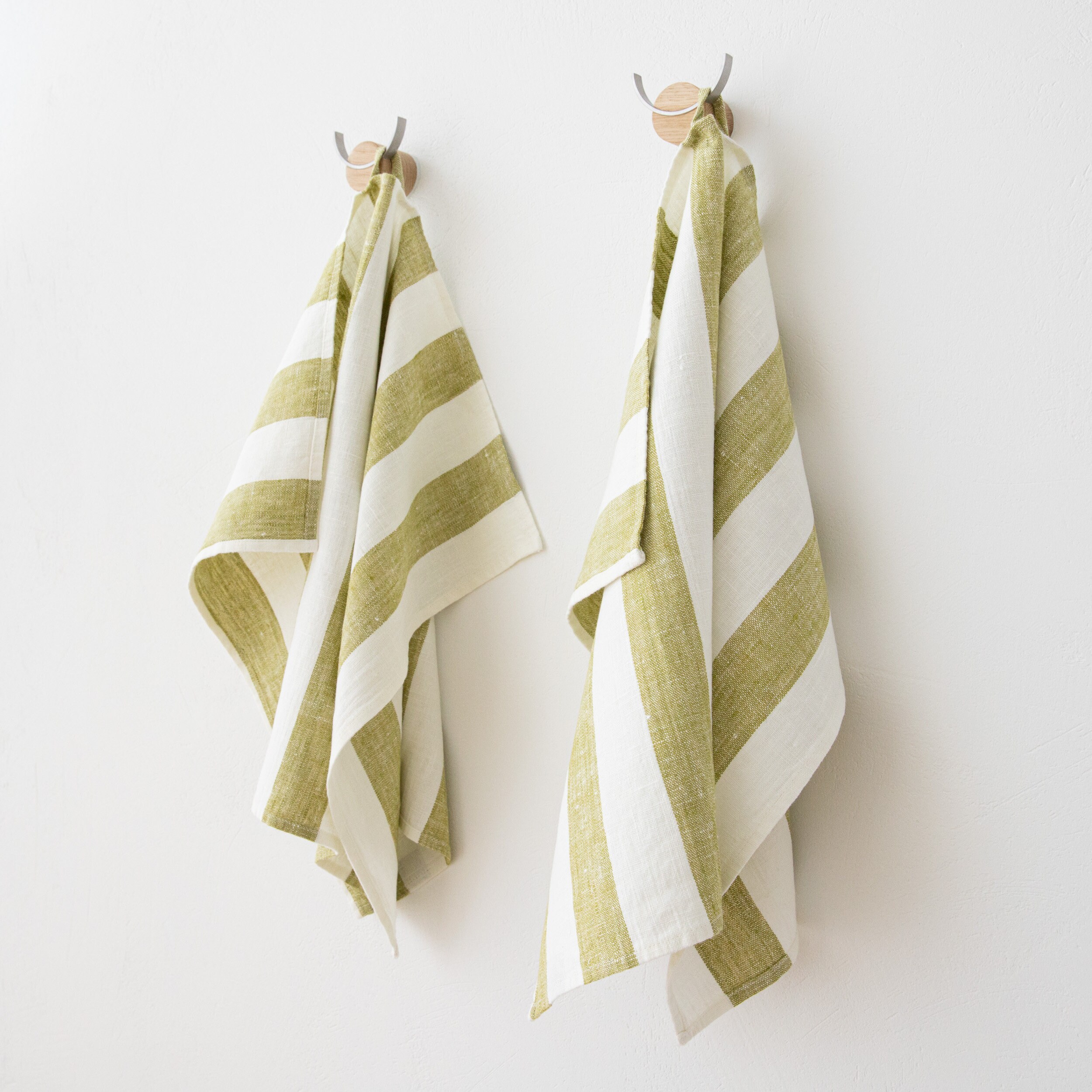Set of 2 Linen Tea, Kitchen Towels Various Colors, Wide Stripe. Washed ...