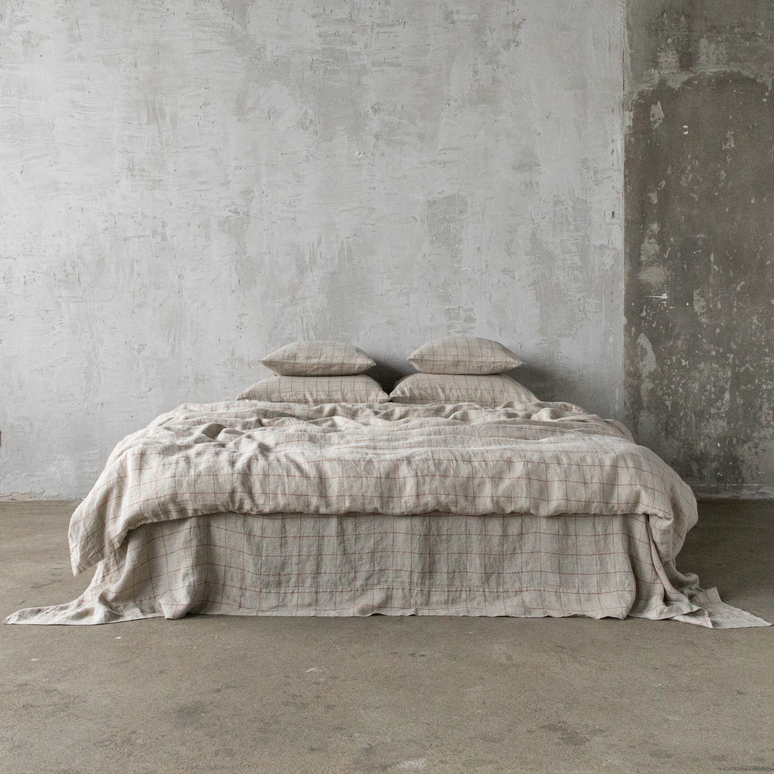 Washed Linen Pillow Case in Brick Natural Window Pane. Linen Standard ...