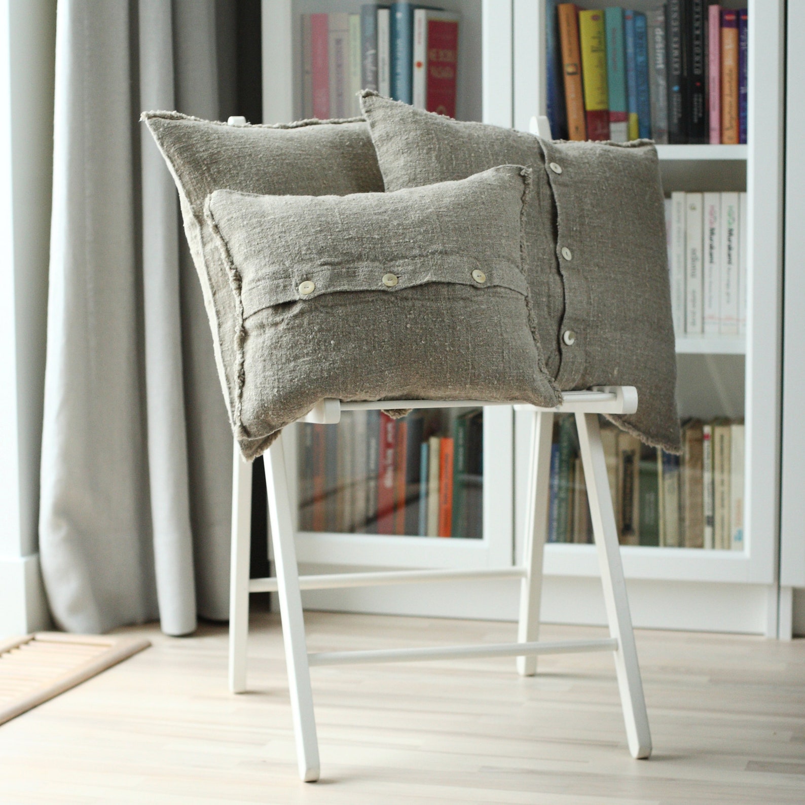 Washed Rustic Linen Pillow Case, Sham, Cushion Cover in Natural With ...