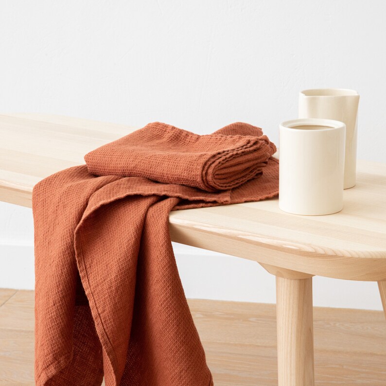 Linen Waffle Towels Brick Rust: Towel Set Bath Towel body | Etsy