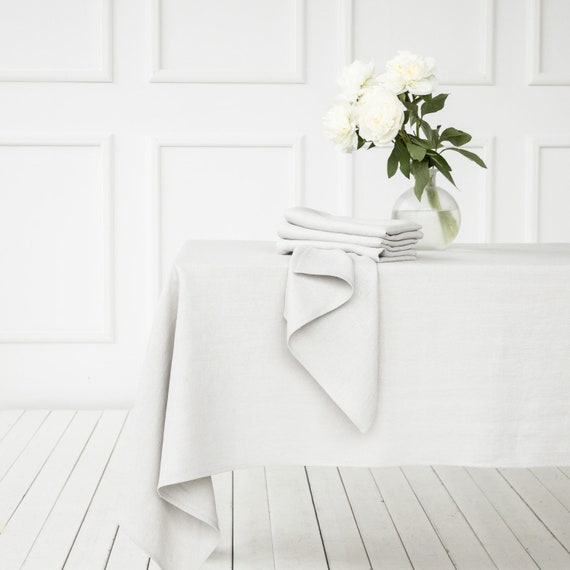 Washed Linen Tablecloth in Silver and Various Colors. Round | Etsy