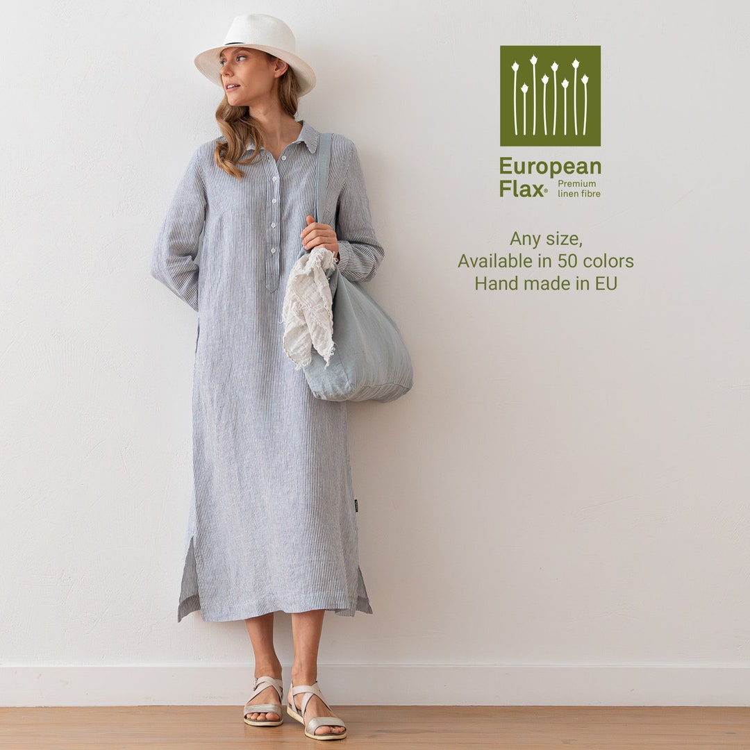 Washed Maxi Linen Dress Various Color. Summer Linen Dress With Pockets ...