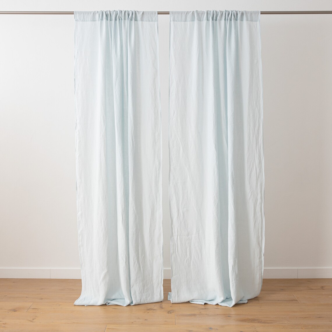 Rod Pocket Linen Curtain Panel Ice Blue. Washed Linen Curtain. | Etsy