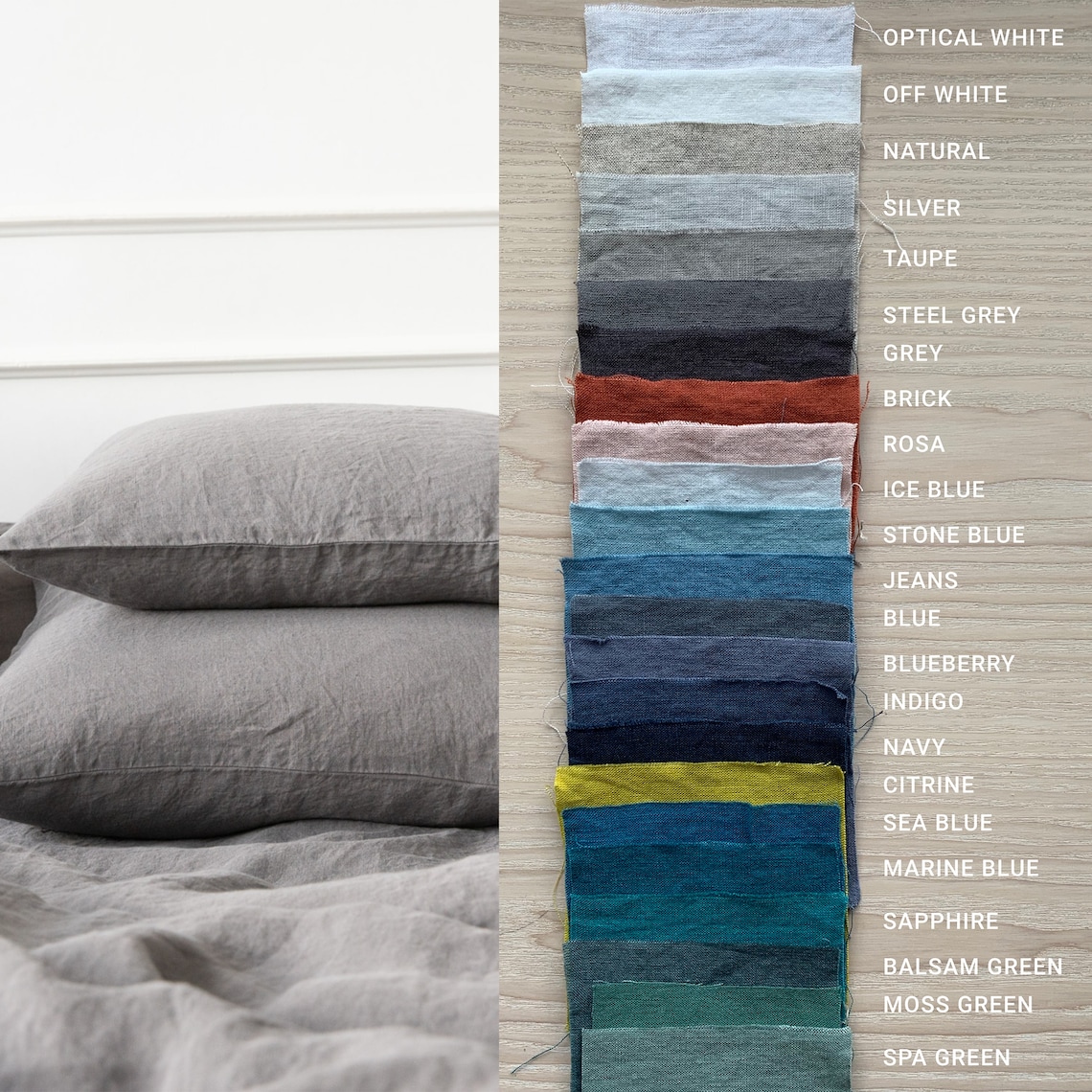 Washed Linen Pillow Case in 23 Colours. Linen Standard Queen - Etsy