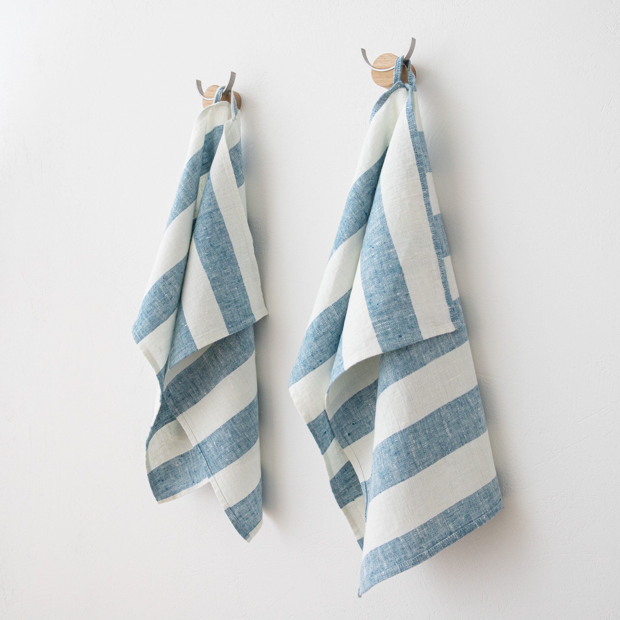 Set of 2 Linen Tea, Kitchen Towels Various Colors, Wide Stripe. Washed ...