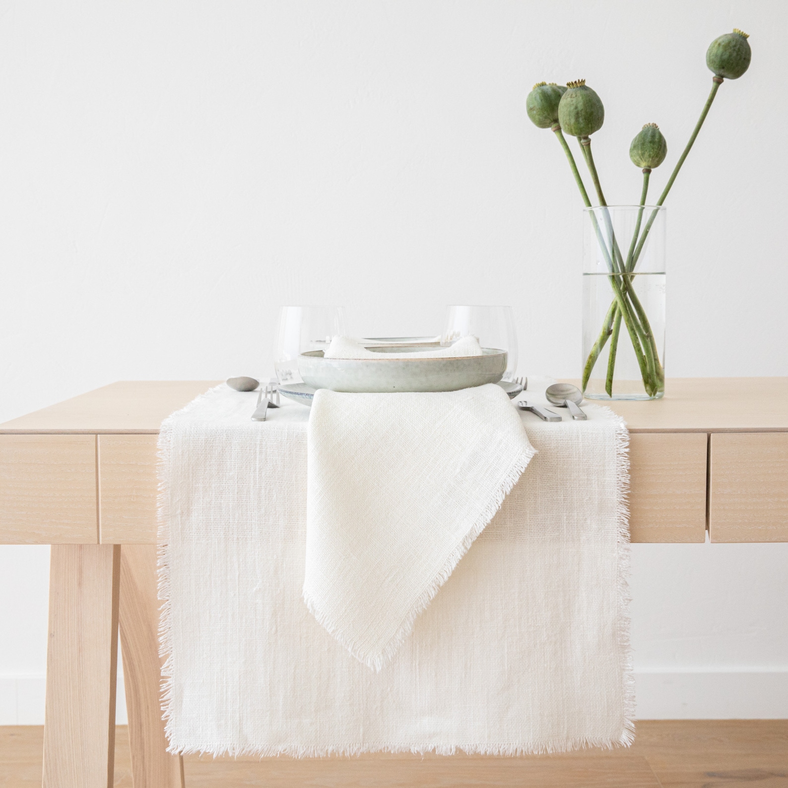 Rustic Linen Table Runner in Various Colors, Hand Made With Fringes ...
