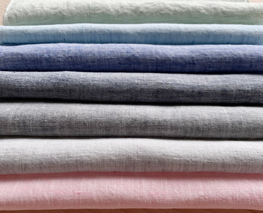 Washed Melange Linen Fabric by the Yard or Meter Various Colors. 165 Gr ...