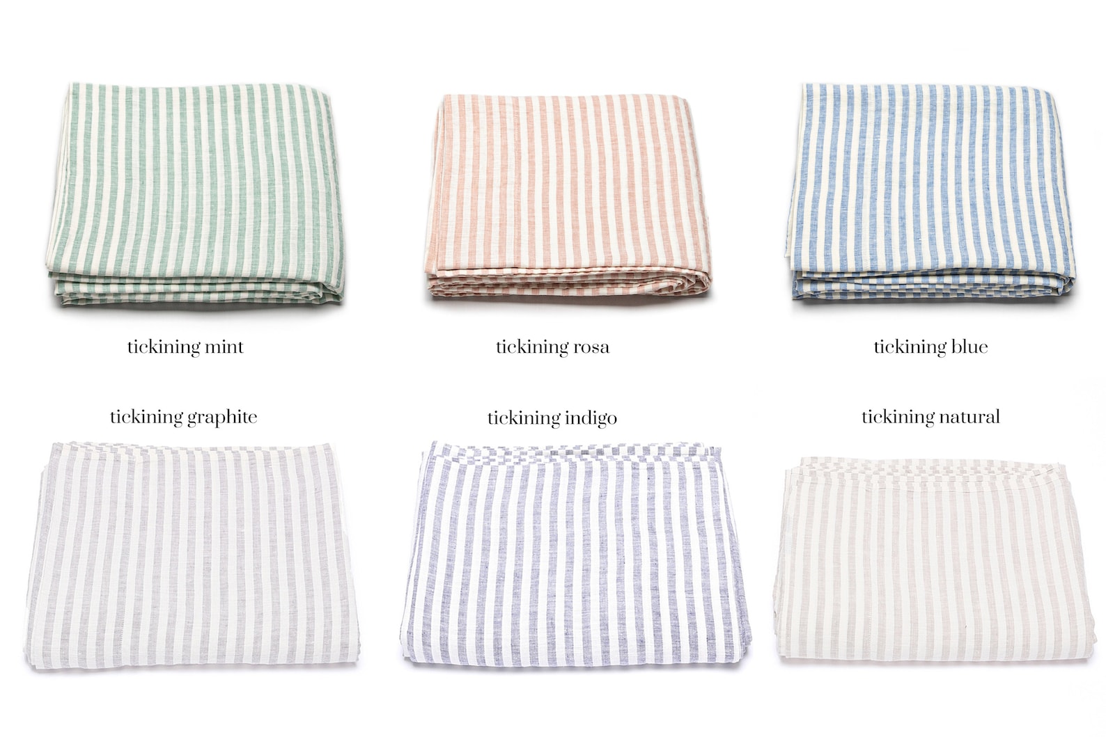 Ticking Striped Linen Flat Sheet in Blue and other color. | Etsy