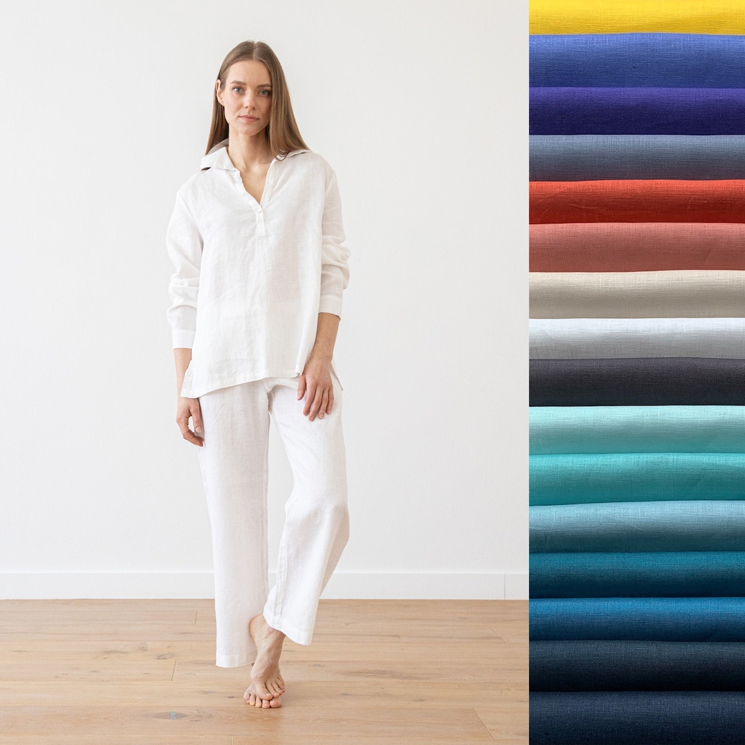 Ensemble pyjama pour femme en lin blanc. Ensemble de pyjama fait main ...