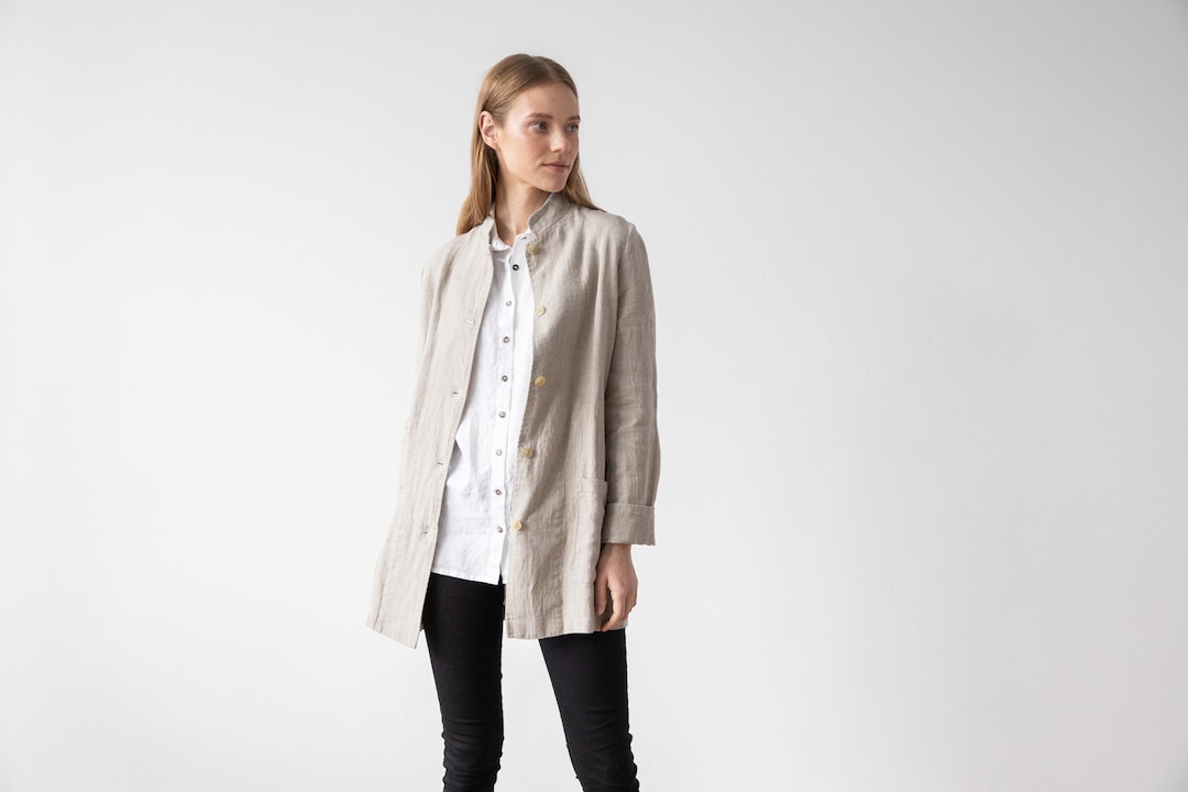 Washed Heavy Linen Jacket in Natural Paolo. Super Soft Linen Jacket ...