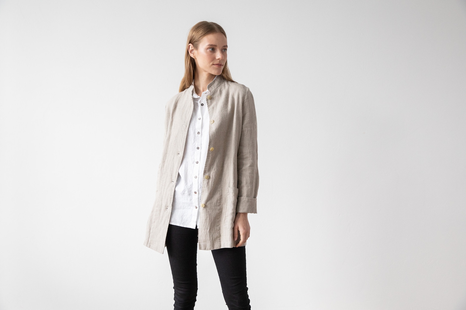 Washed Heavy Linen Jacket in Natural Paolo. Super Soft Linen Jacket ...