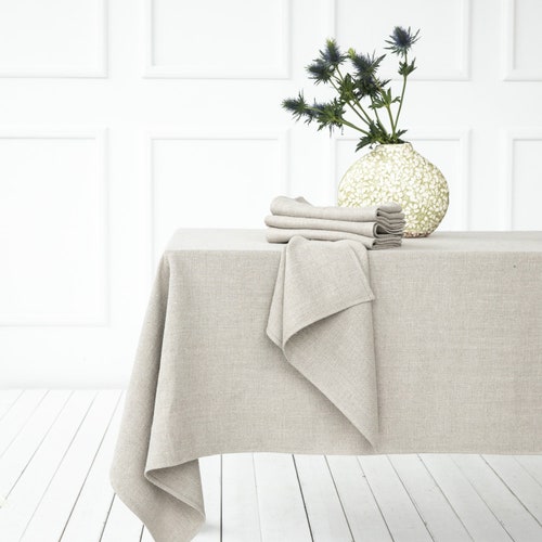 Oval Natural Linen Tablecloth. Round Square Rectangular - Etsy