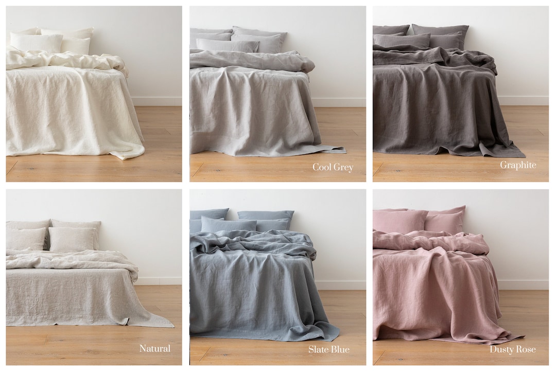 Washed Linen Flat Sheet in Various Colours. Stone Washed Linen Bedding ...
