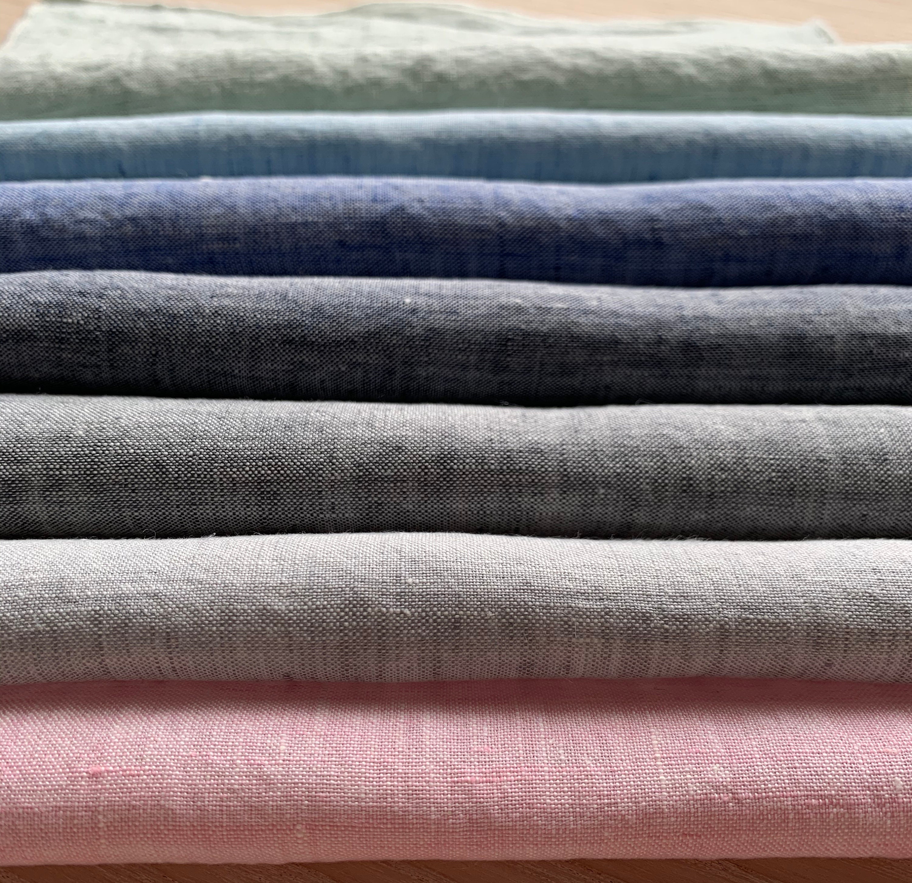 Washed Melange Linen Fabric by the Yard or Meter Various Colors. 165 Gr ...