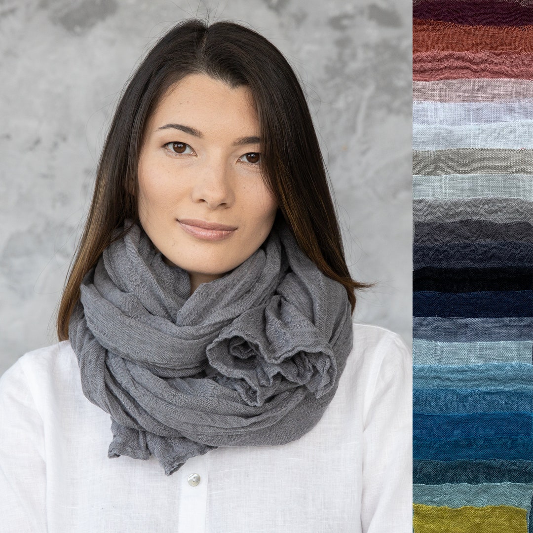 Washed Linen Summer Scarf. Softened Linen Scarves in 27 Colours. Hand ...