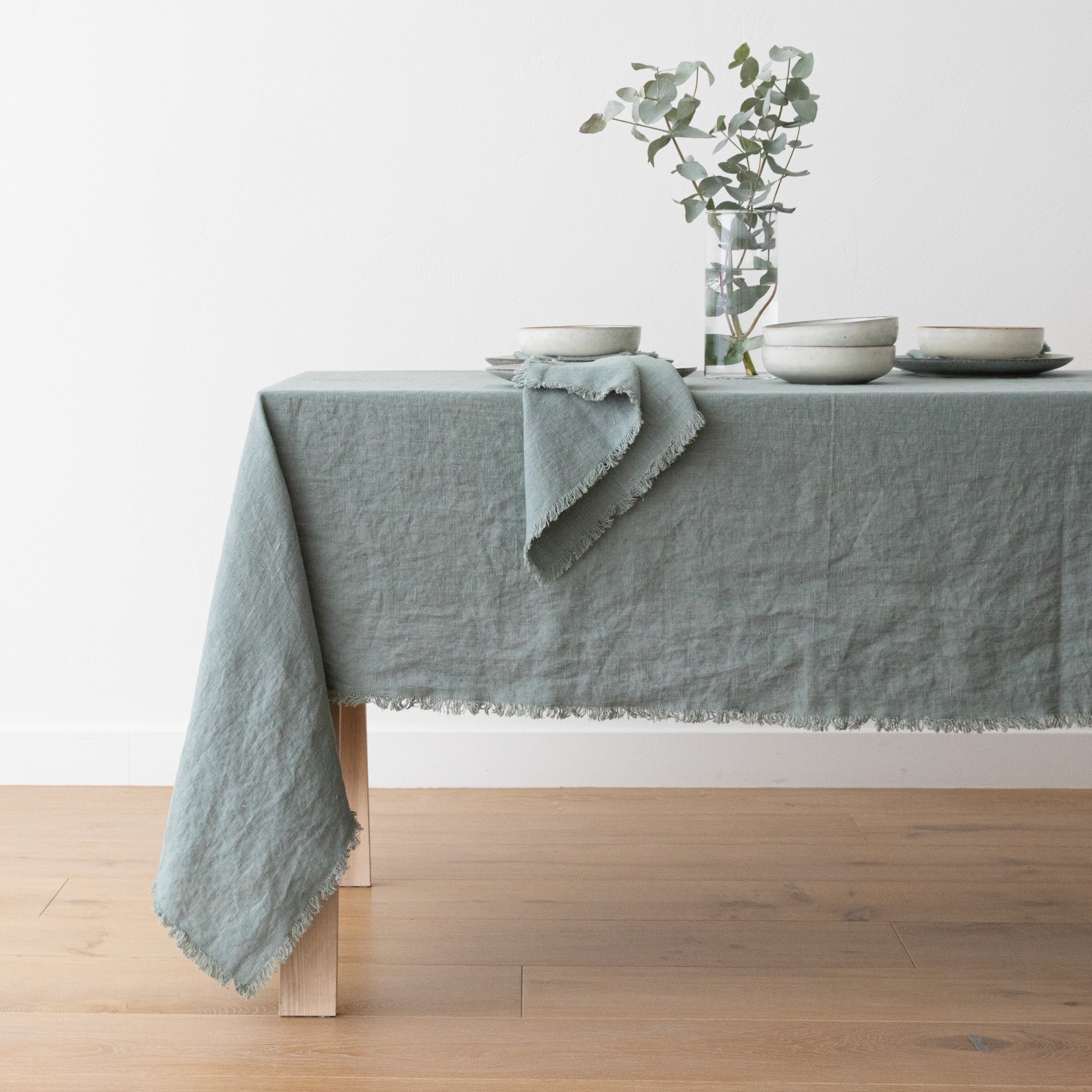Hand Made Fringed Washed Linen Tablecloth in Various Colours. - Etsy
