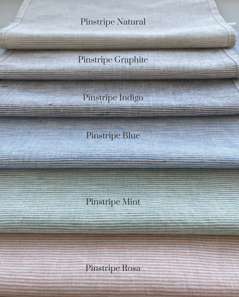 Pinstripe Linen Cotton Fabric by the Yard or Meter. Wide 250cm / 98 ...
