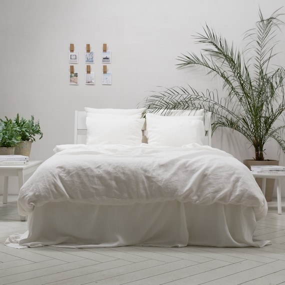 Linen Bedding Set in off White. Washed Linen Duvet Cover & 2 | Etsy