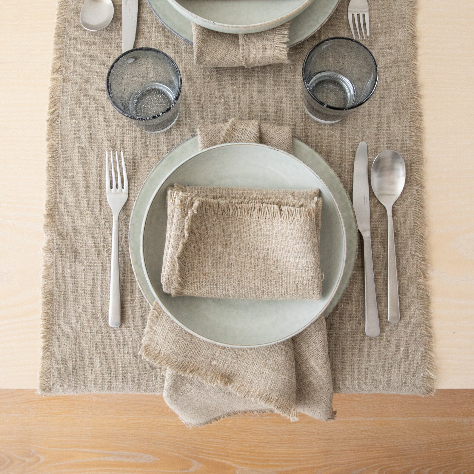 Rustic Linen Table Runner in Various Colors, Hand Made With Fringes ...