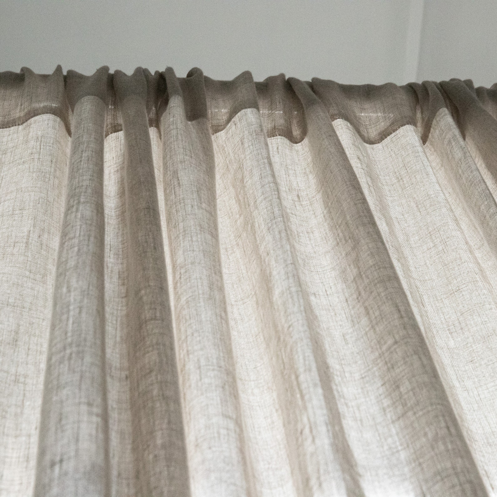 Rod Pocket Sheer Linen Curtain Panel in Natural, Prewashed. Pure ...