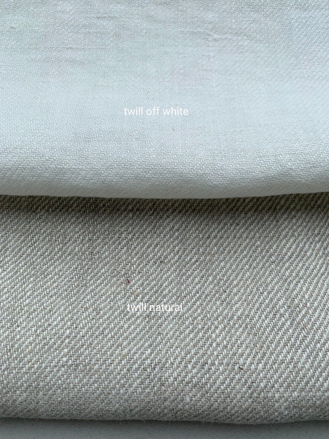 Twill Linen Fabric by the Yard or Meter in off White & Natural. Heavy ...