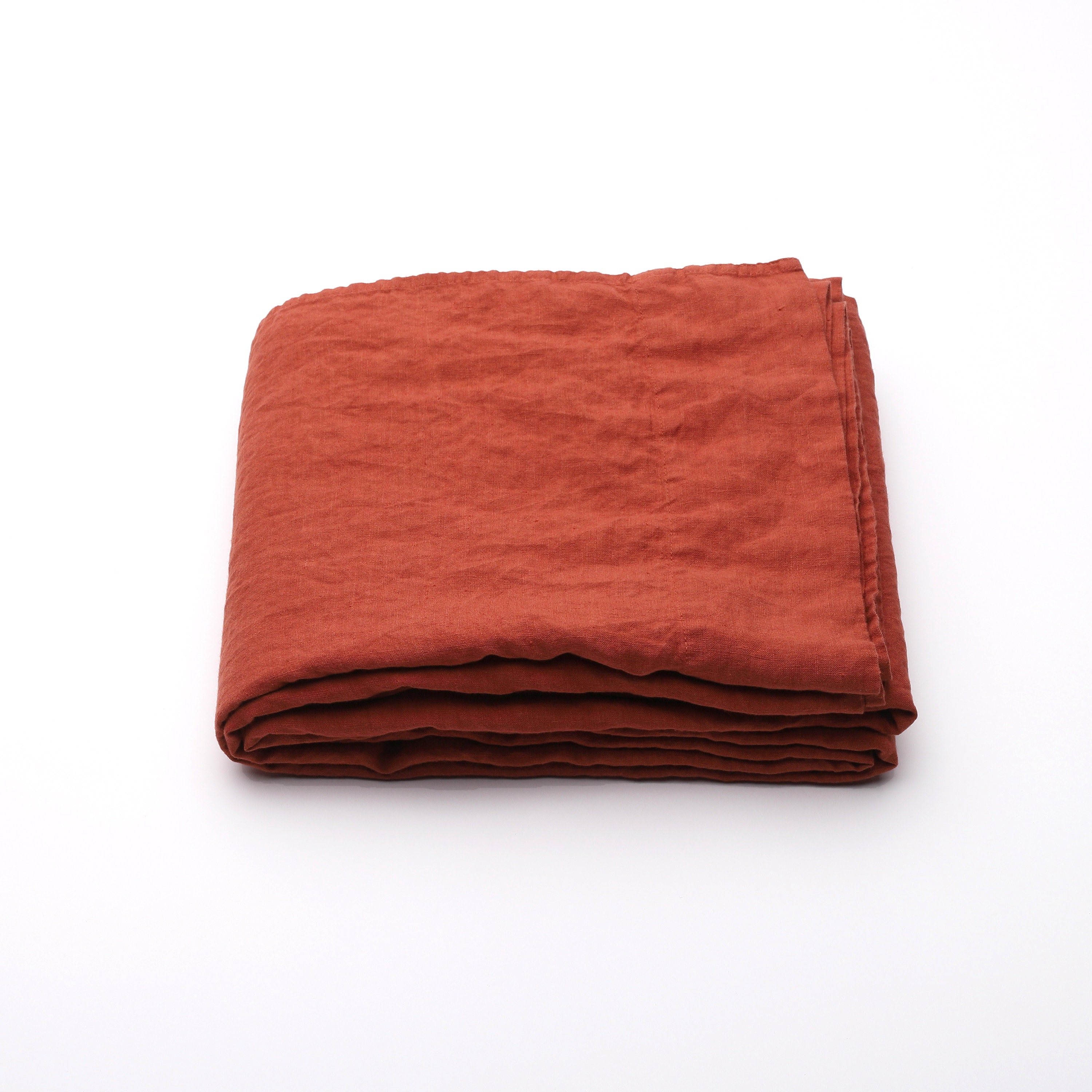 Stone Washed Linen Flat Sheet in Brick Rust Terra Cotta. NO | Etsy