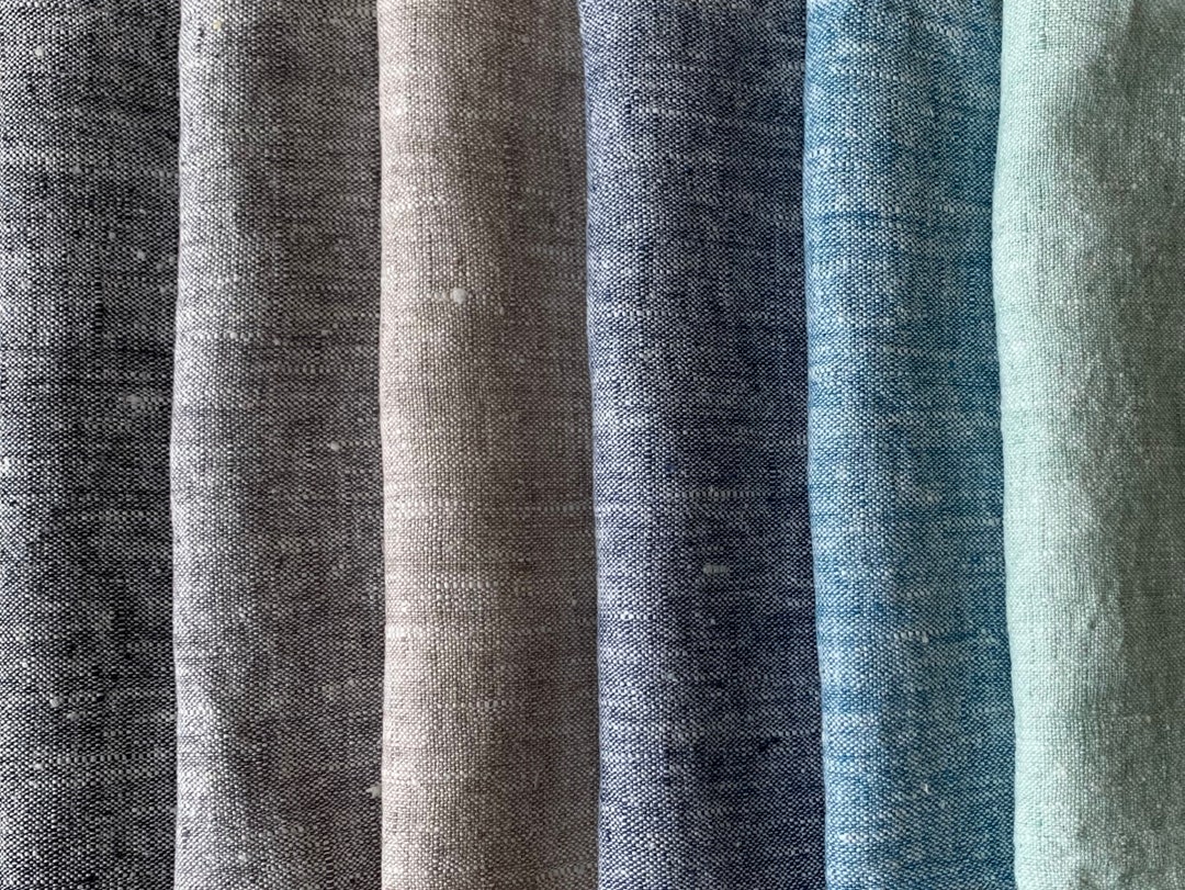 Heavy Weight Melange Linen Fabric by the Yard or Meter in Various ...