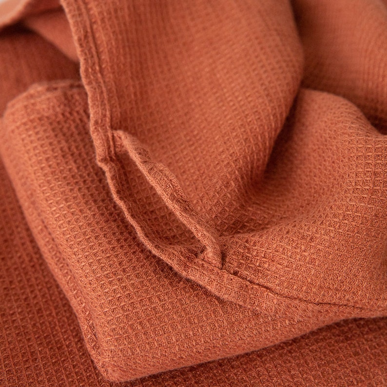 Linen Waffle Towels Brick, Rust: Towel Set, Bath Towel, Body Linen ...