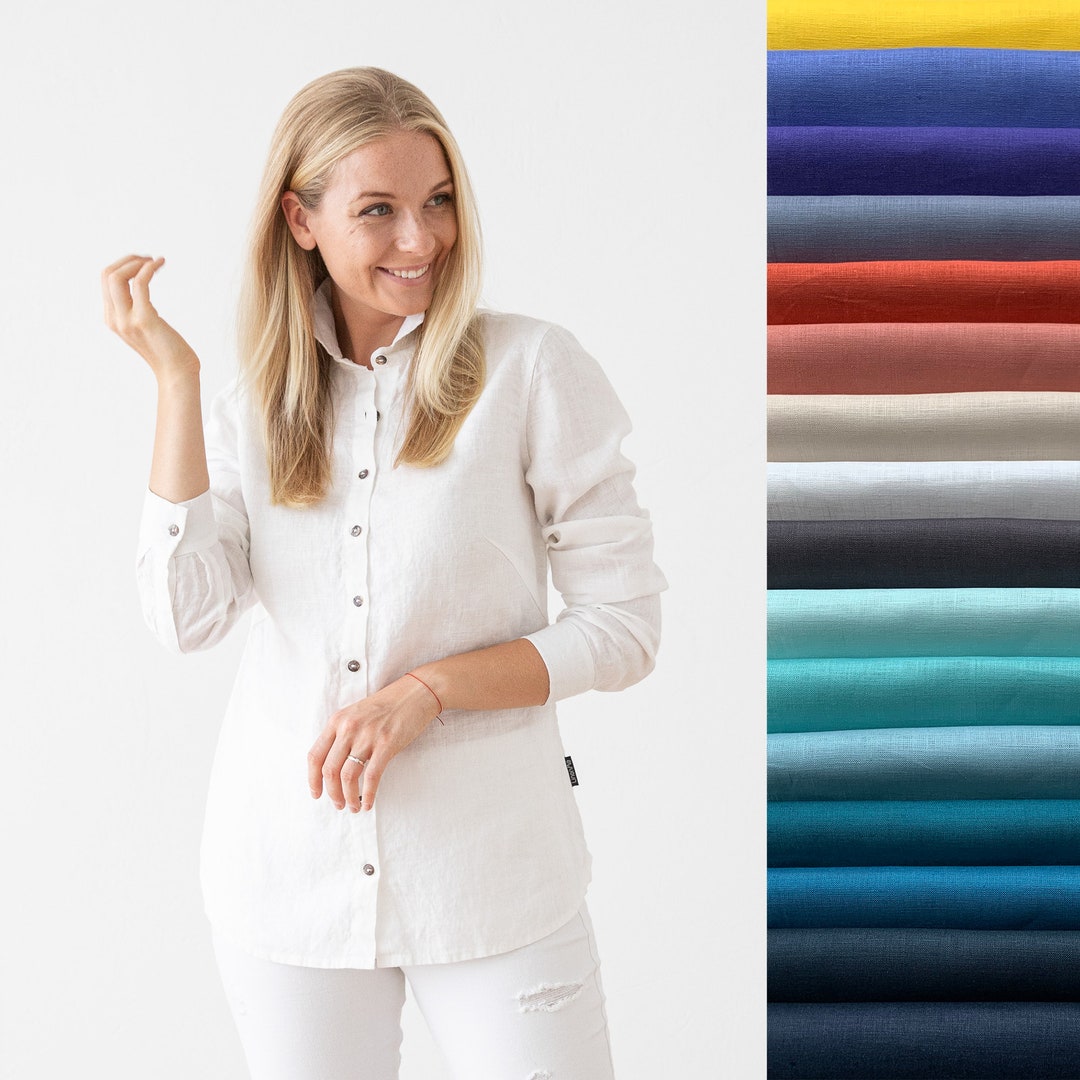 Solid Linen Collar Shirt for Woman Various Colors. - Etsy
