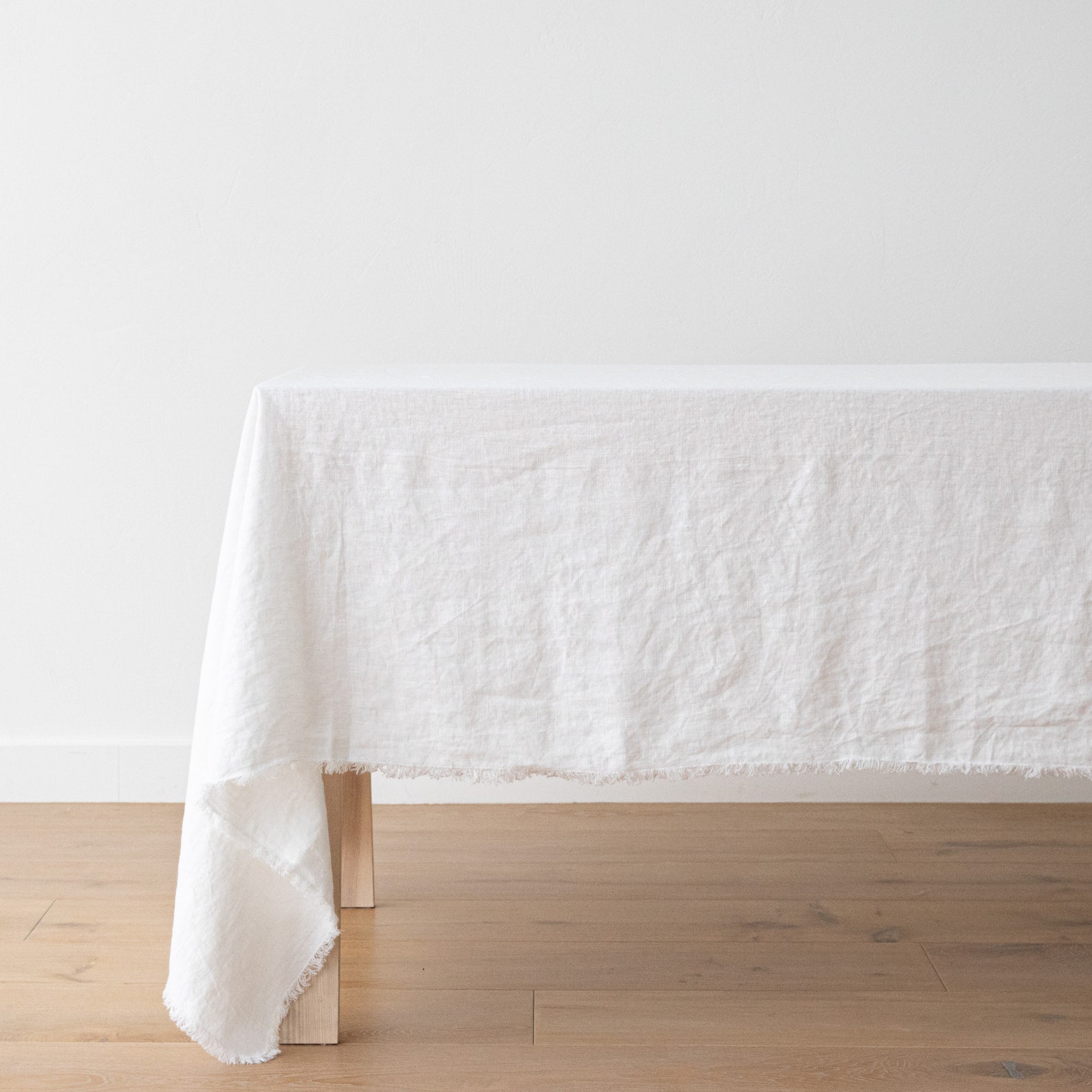 White Linen Tablecloth With Hand Made Fringes Washed. Square - Etsy