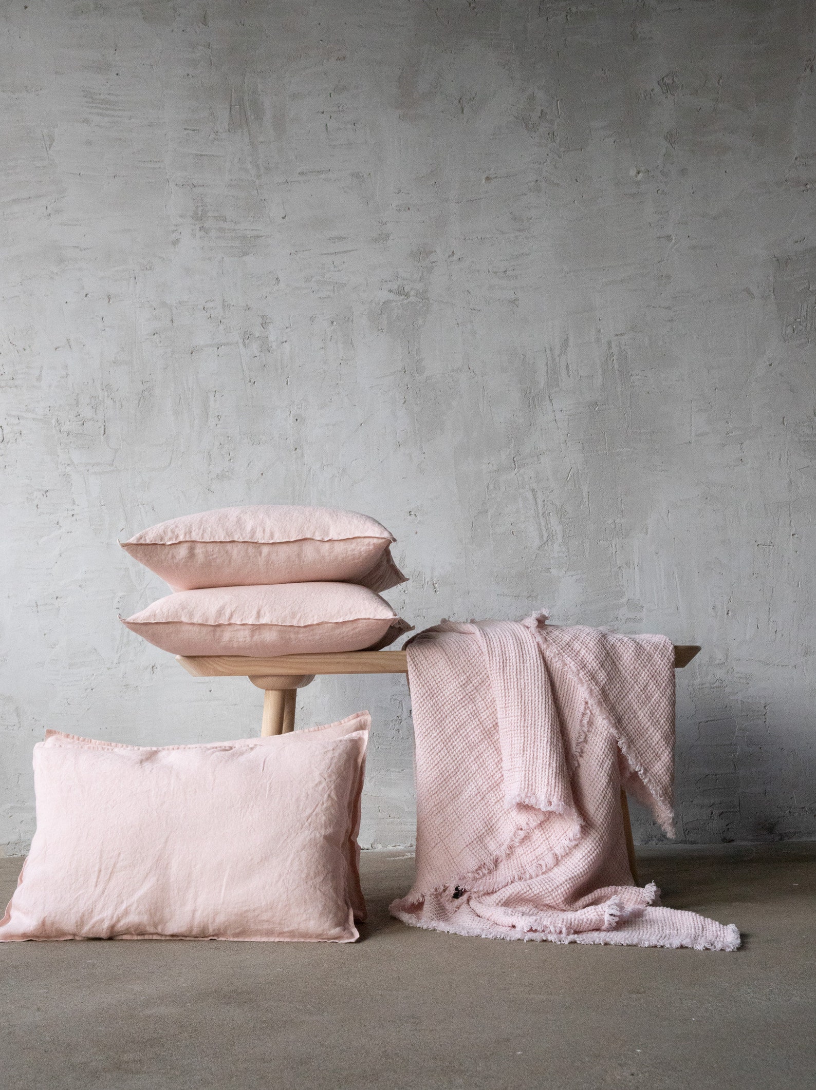 Waffle Linen Throw Blanket in Rosa Pink With Hand Made - Etsy