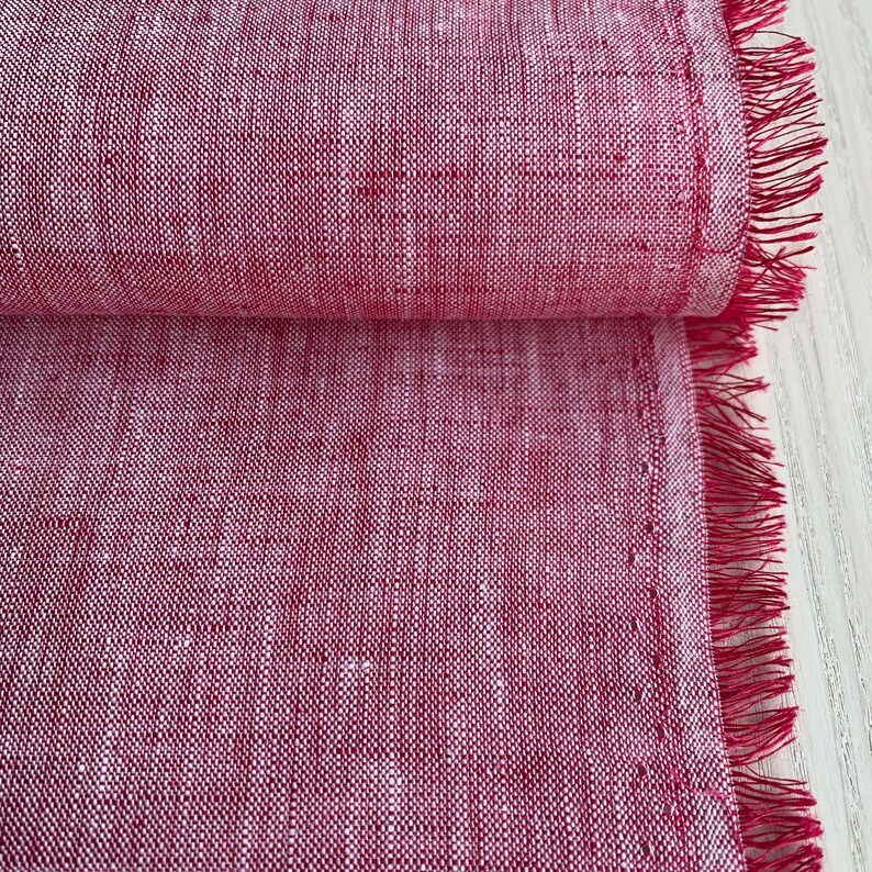 Washed Melange Linen Fabric by the Yard or Meter Cherry Red. - Etsy